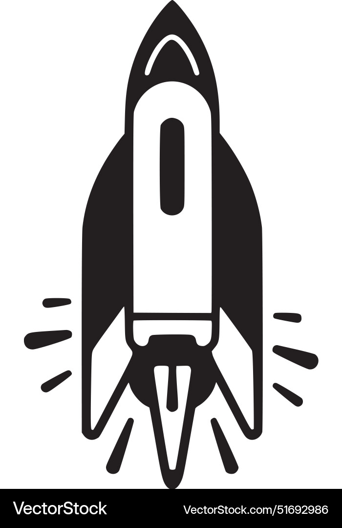 Rocket - black and white isolated icon Royalty Free Vector