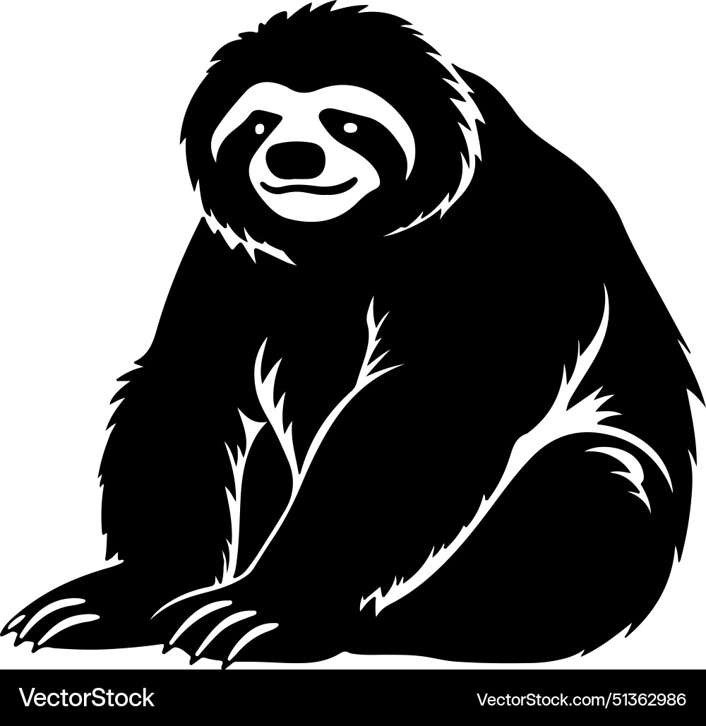 Sloth silhouette white background Royalty Free Vector Image