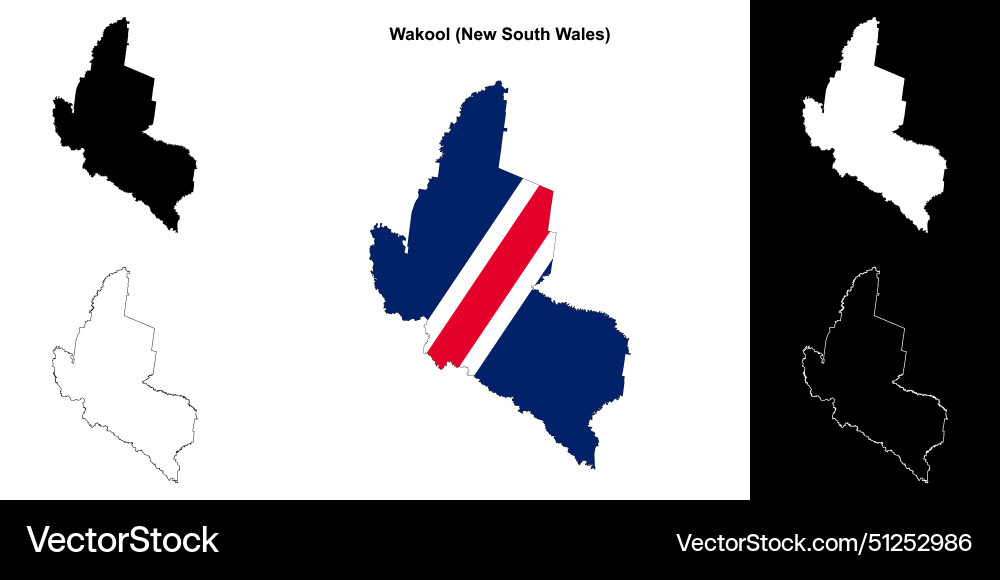 Wakool outline map Royalty Free Vector Image - VectorStock