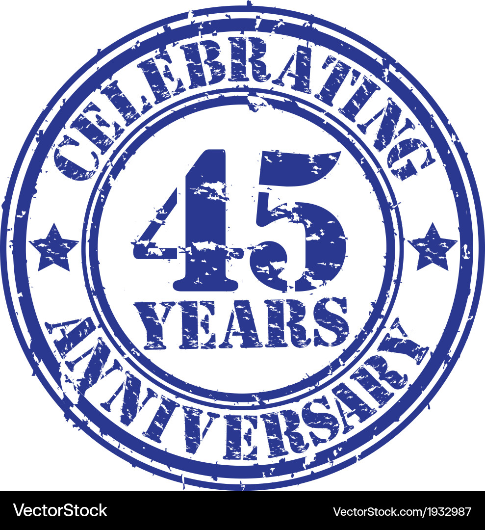 Celebrating 45 years anniversary grunge rubber st Vector Image