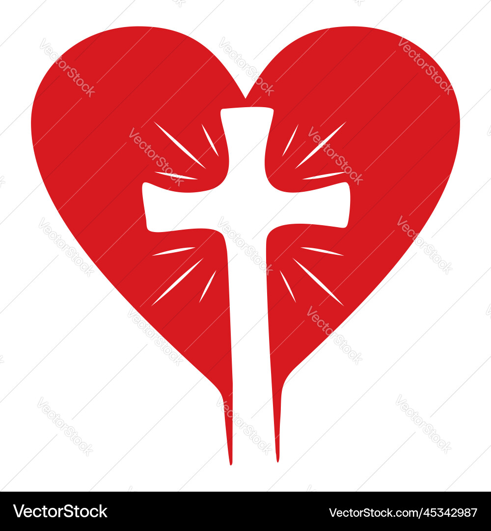 Christian Heart Cross Symbol Royalty Free Vector Image