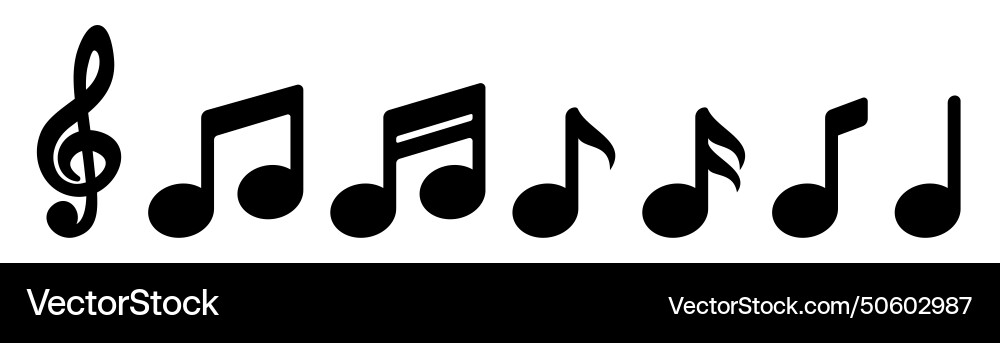 Classic music notes silhouette Royalty Free Vector Image