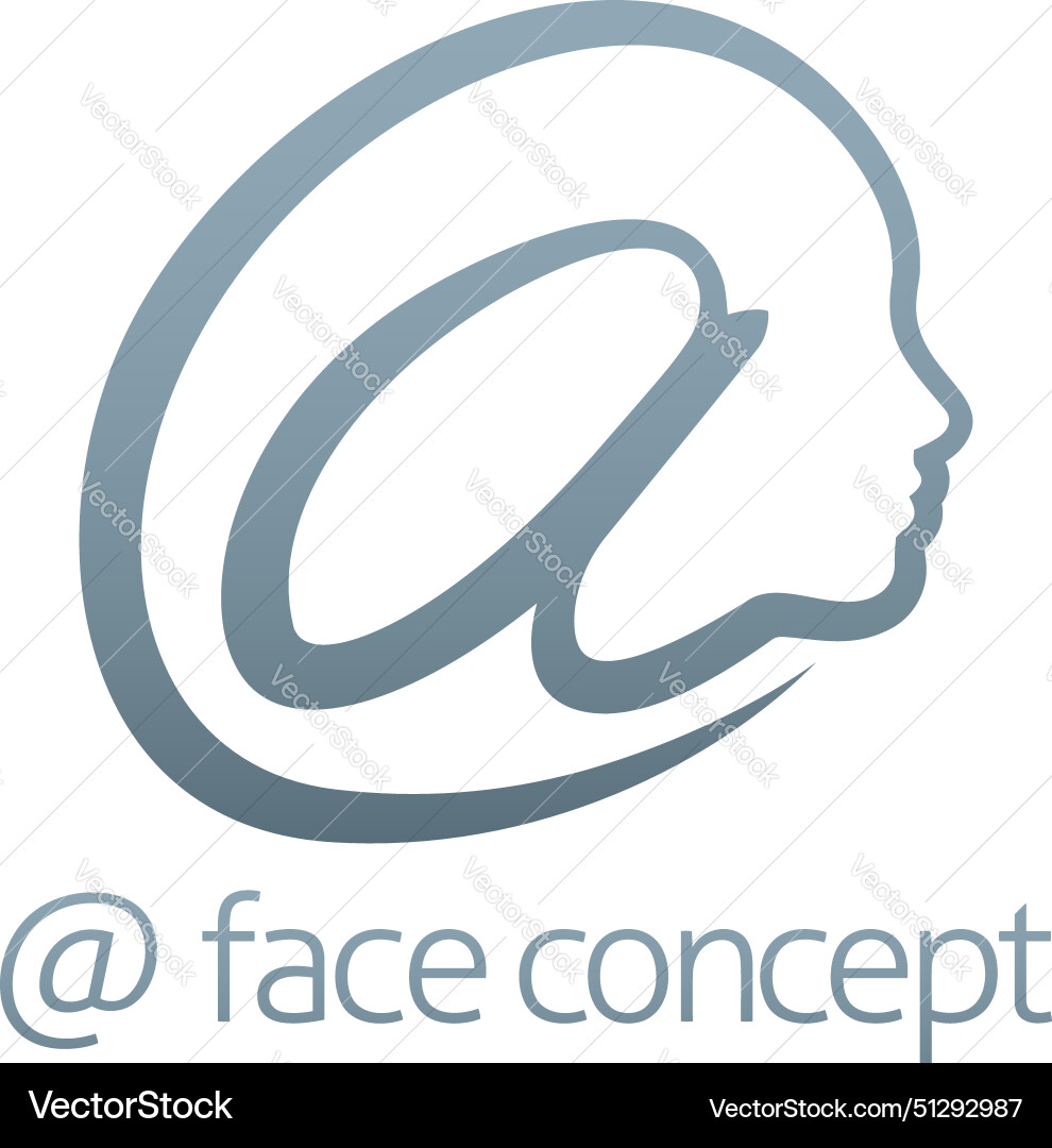Commercial at sign face concept Royalty Free Vector Image