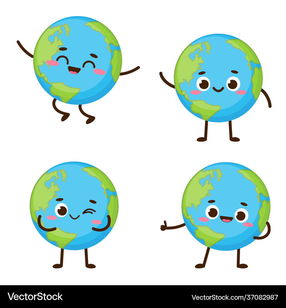 Cute Earth Character Set Royalty Free Vector Image