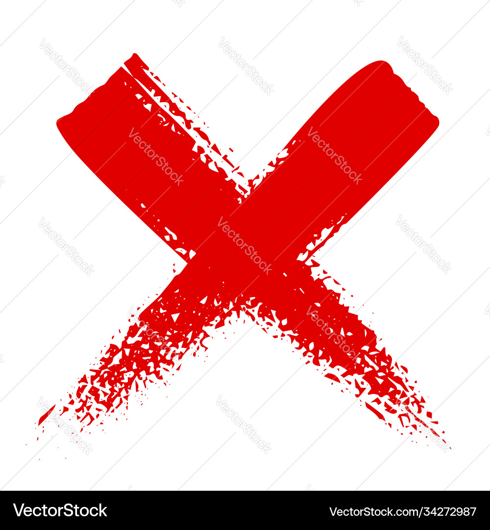 Design red wrong mark grunge letter x Royalty Free Vector