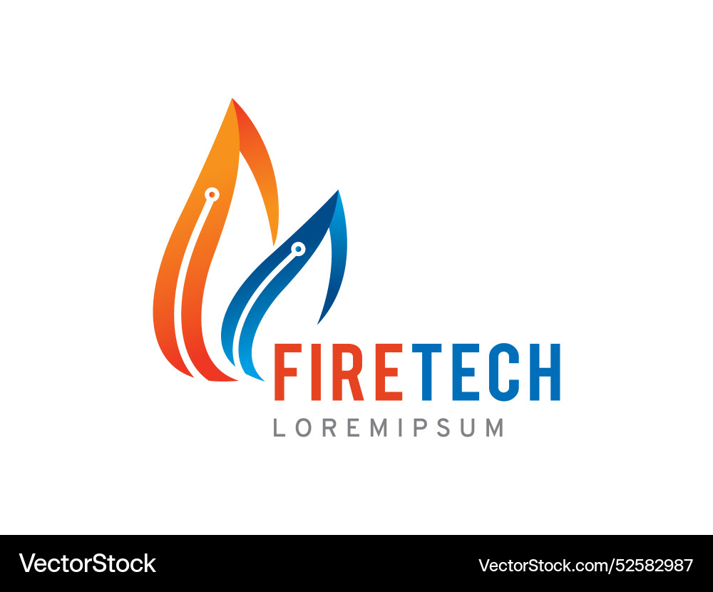 Fire tech logo symbol or icon template Royalty Free Vector