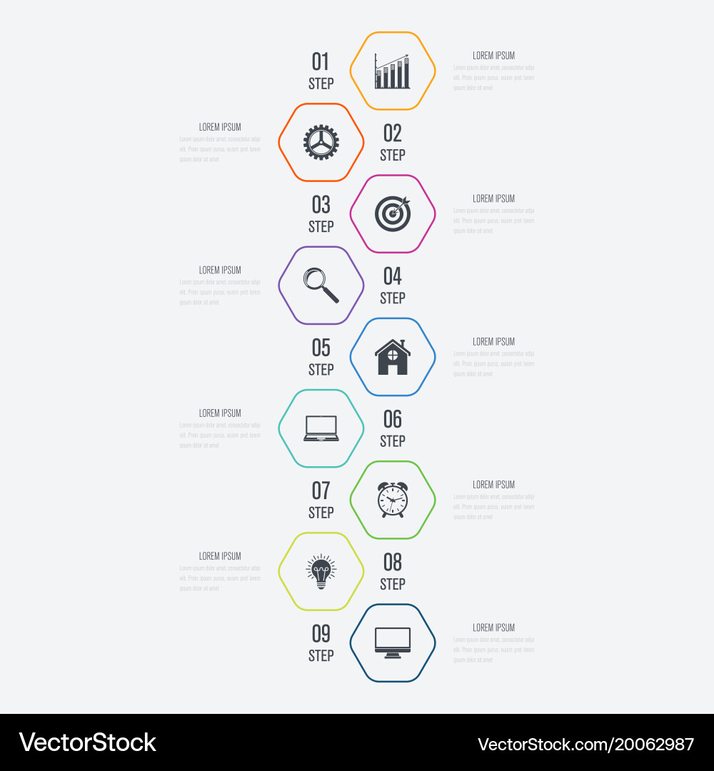 Infographics 9 options Royalty Free Vector Image