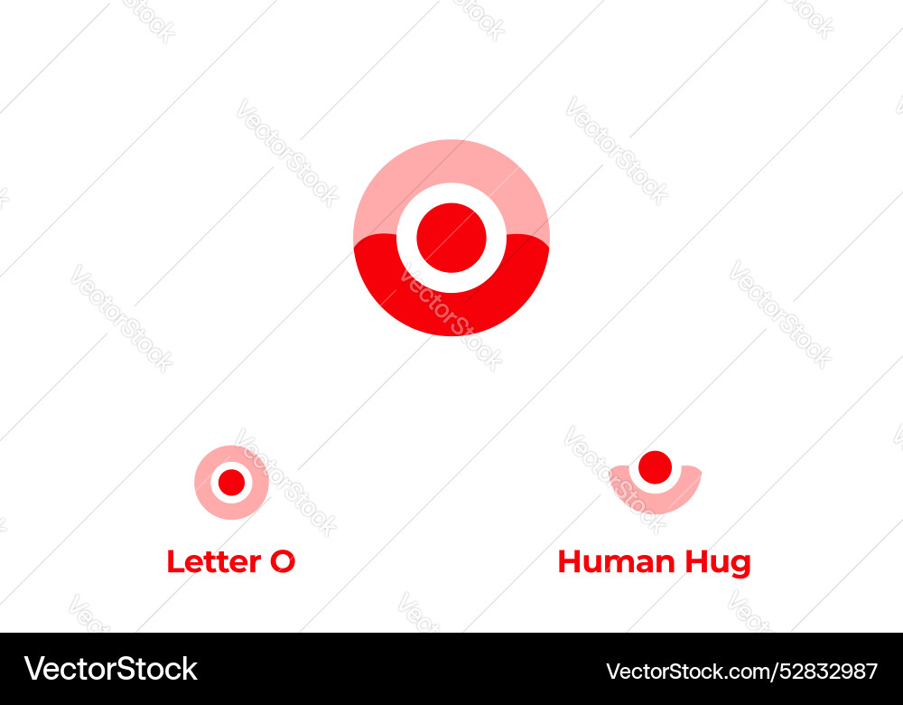 Logo human and letter o hug minimalsit Royalty Free Vector