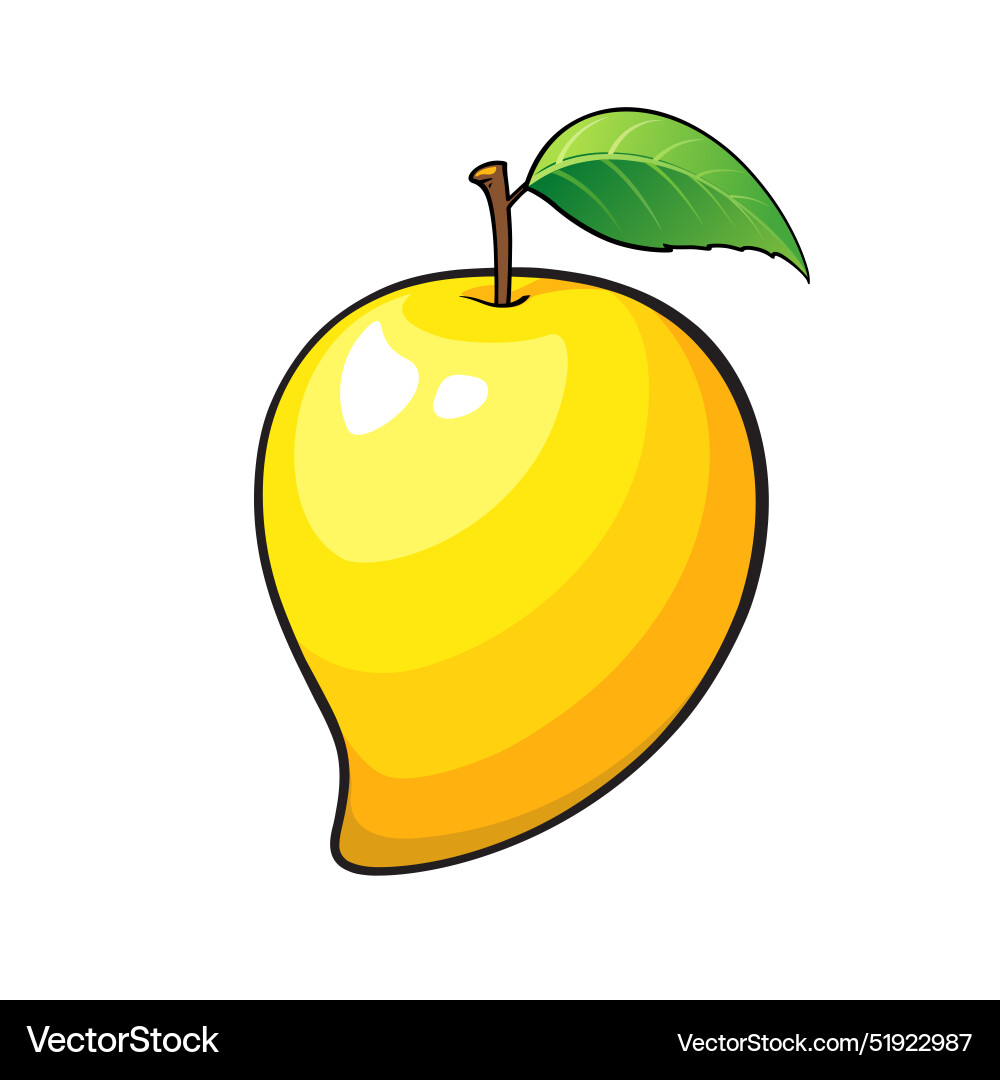 Mango fruit cartoon with leaf Royalty Free Vector Image