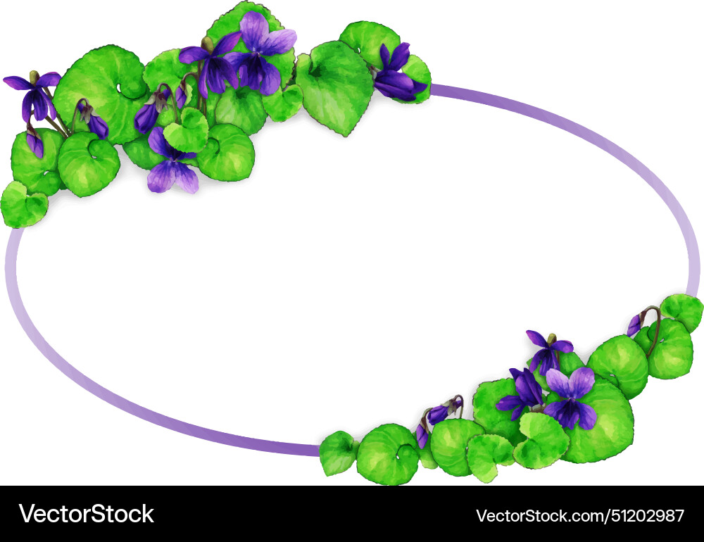 Oval frame with violets Royalty Free Vector Image