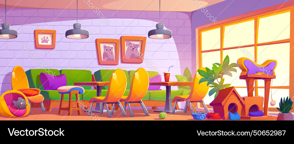Pet friendly cafe interior design Royalty Free Vector Image