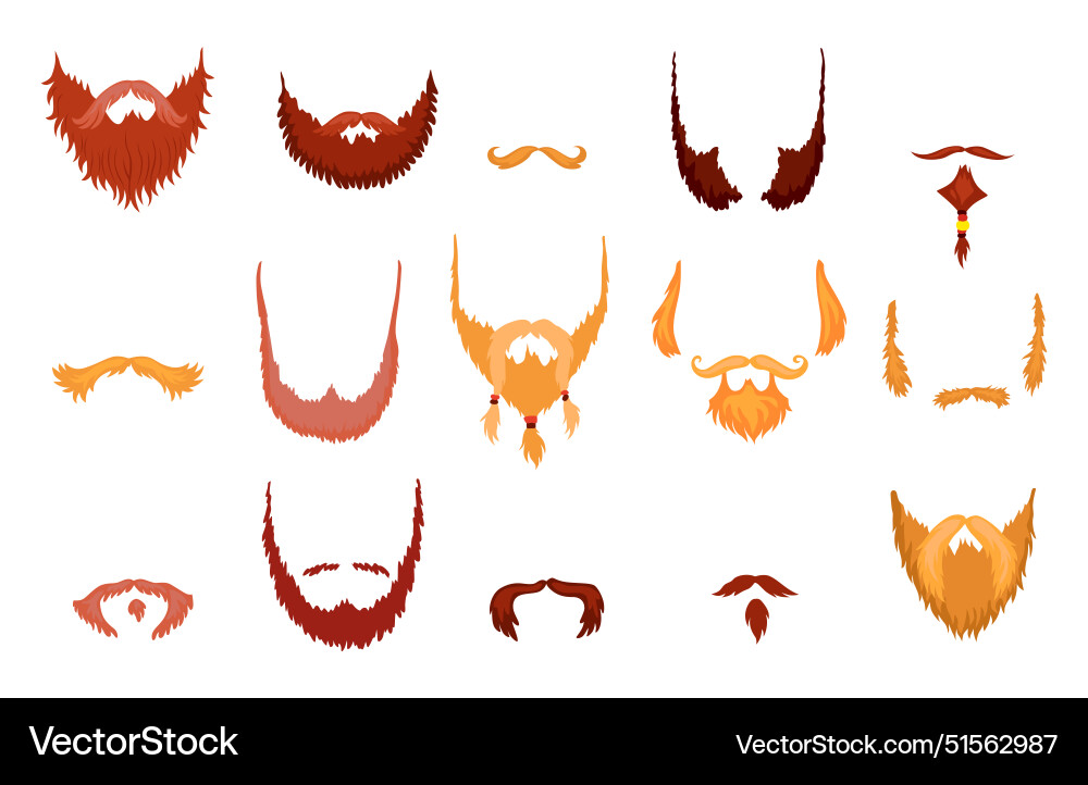 Pirate mask set cartoon face decoration - beard Vector Image
