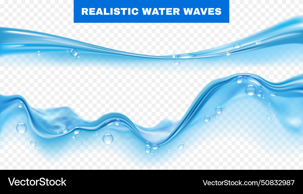 Realistic water wave set Royalty Free Vector Image