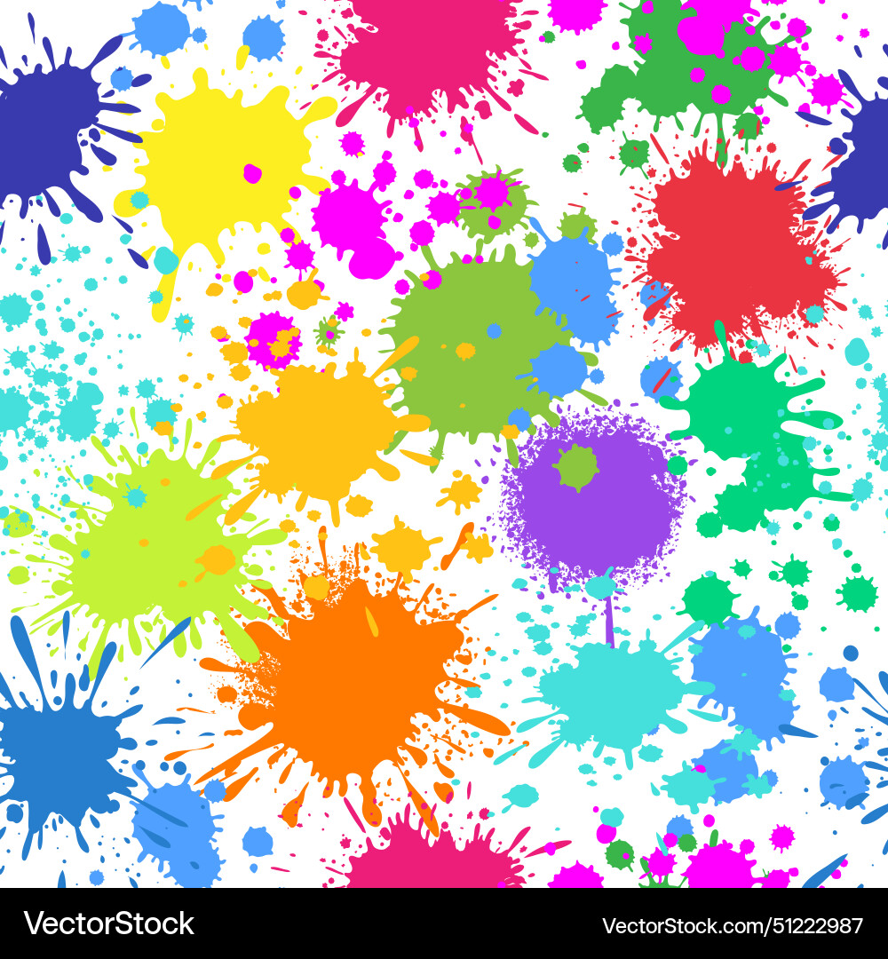 Seamless pattern of colorful ink blots splashes Vector Image