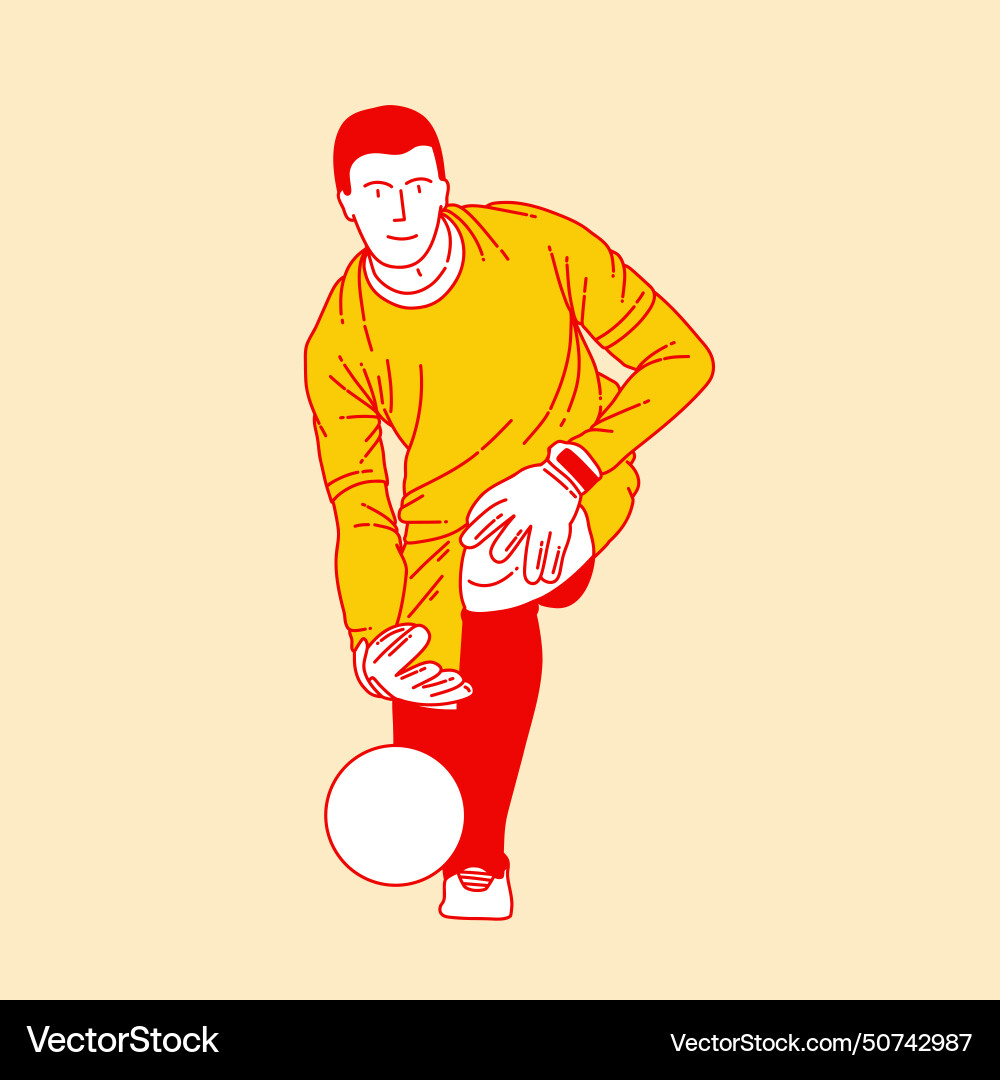 Simple cartoon of goalkeeper 4 Royalty Free Vector Image