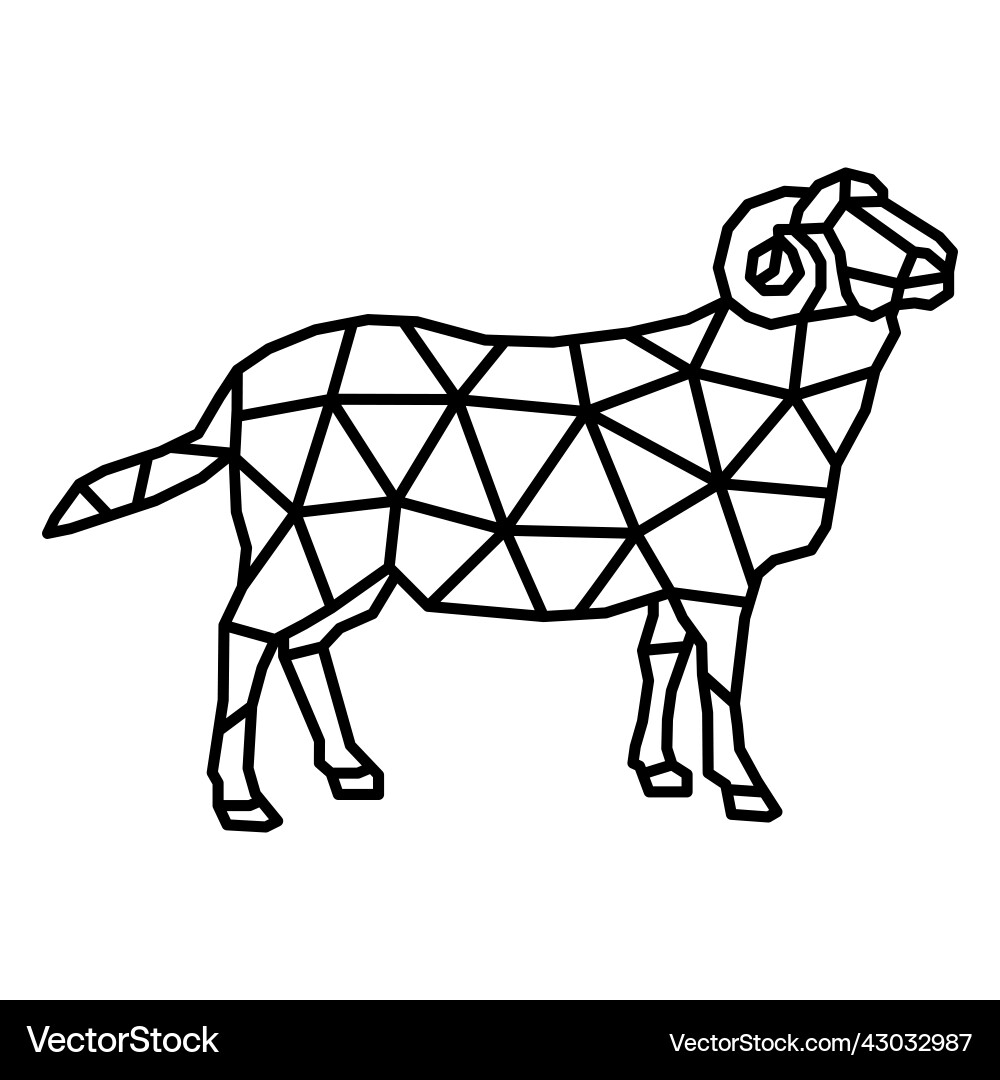 Standing polygonal ram profile Royalty Free Vector Image