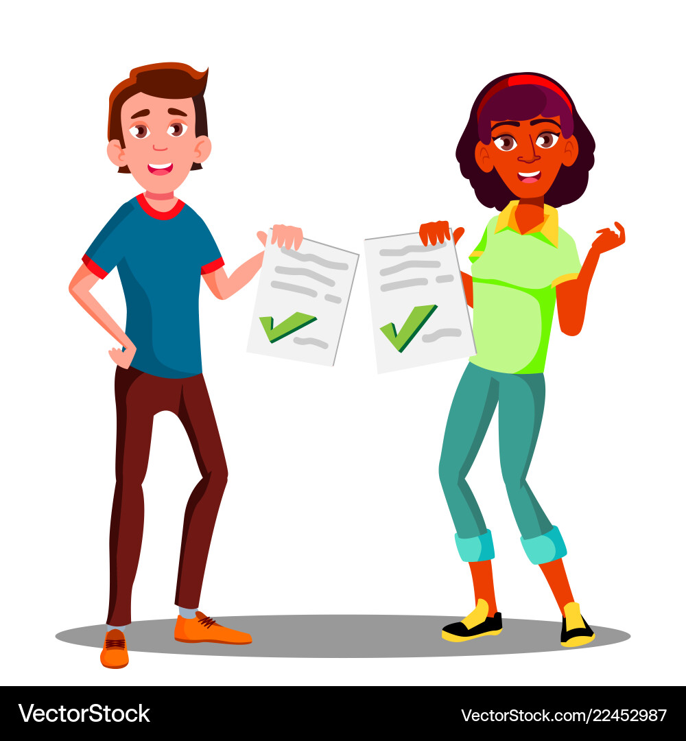 Students successfully passed exam good result Vector Image