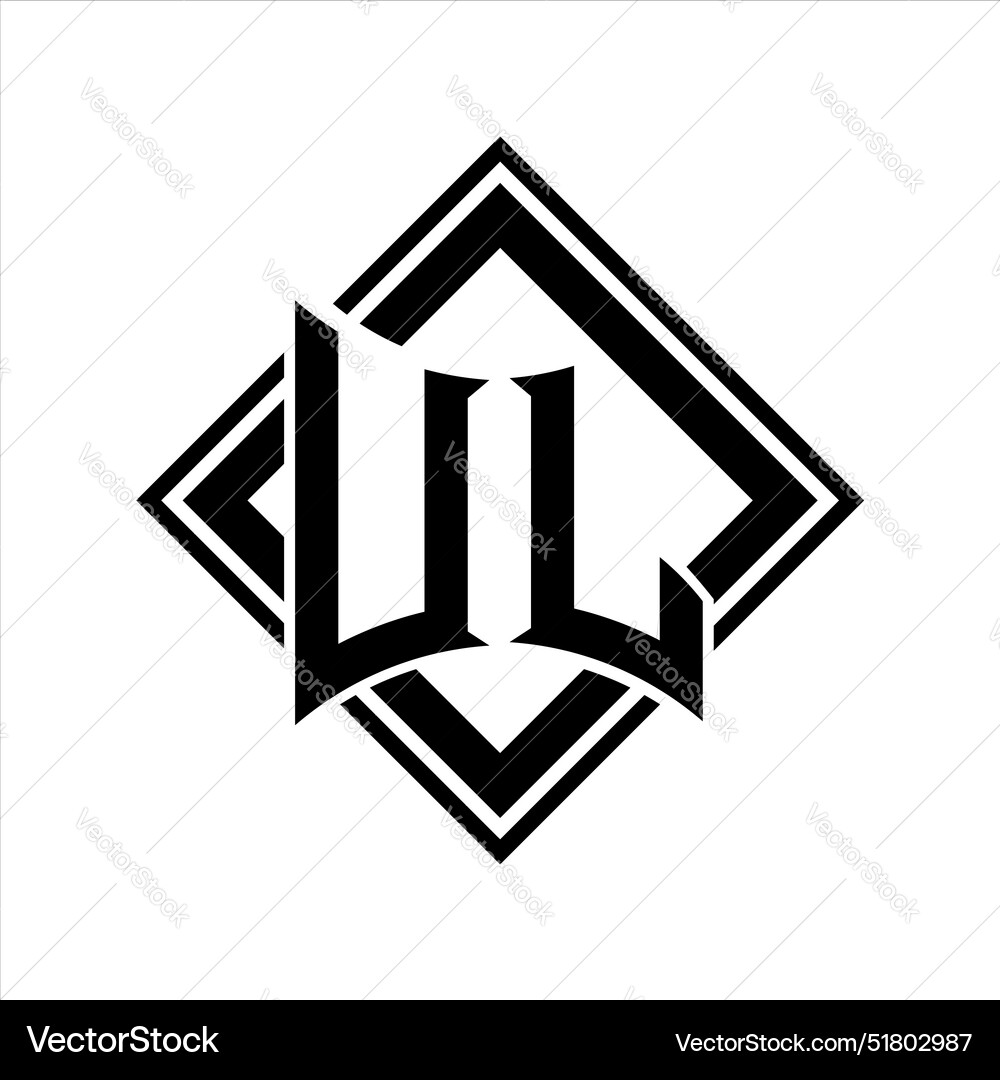 Ul letter logo with abstract shield shape Vector Image