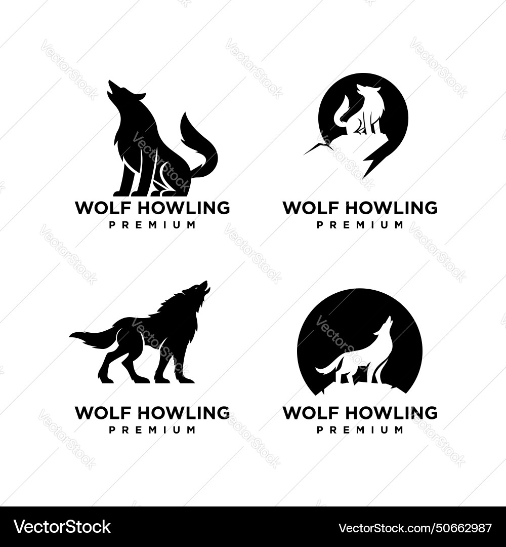 Wolf howling logo icon design Royalty Free Vector Image