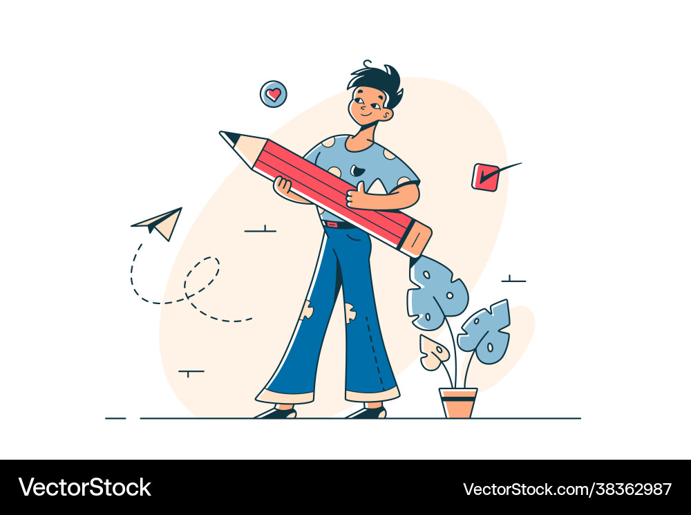 Young Man Filling Out Form Royalty Free Vector Image