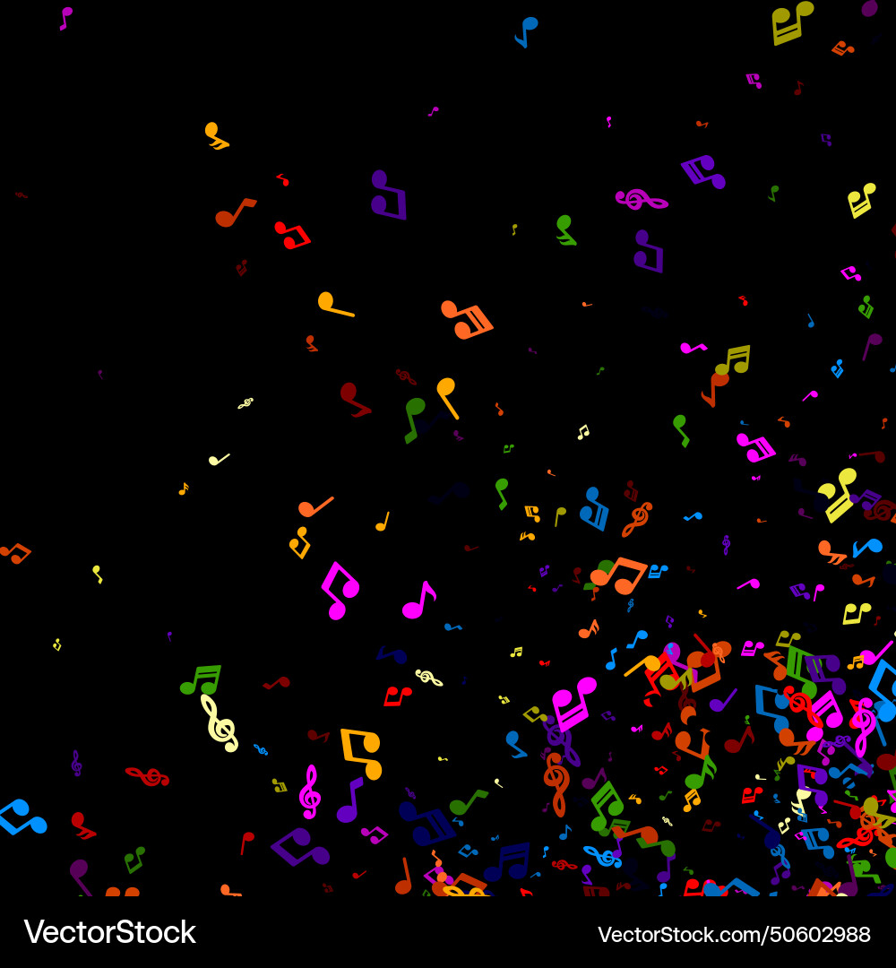 Colorful music notes on black Royalty Free Vector Image