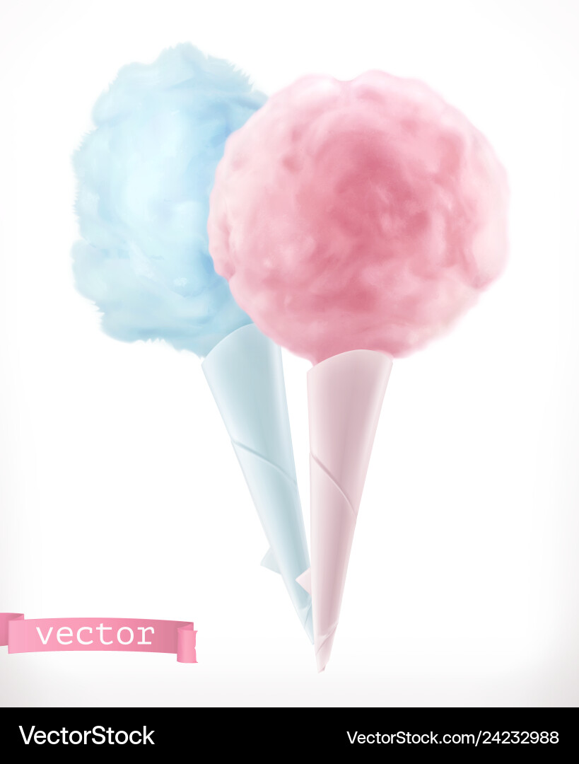 Cotton candy sugar clouds 3d realistic icon Vector Image