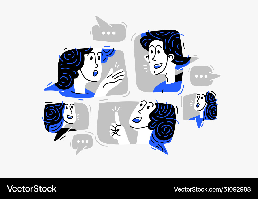 Group of young people having a discussion online Vector Image