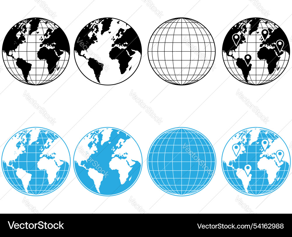 Icon world globe latitude longitude lines Vector Image