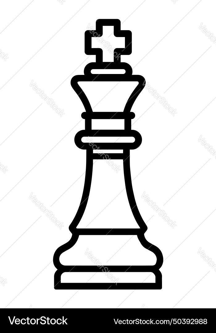 King chess piece icon logo outline Royalty Free Vector Image