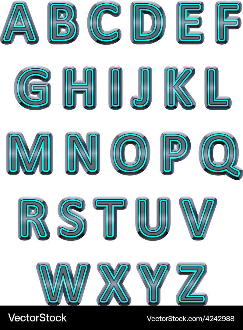 Metallic alphabet Royalty Free Vector Image - VectorStock