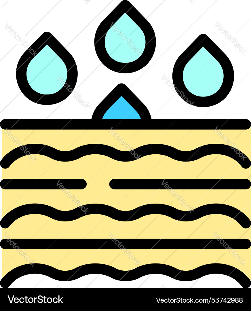 Rainwater slowly seeping through soil layers icon Vector Image