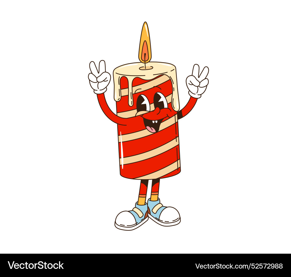 Retro christmas candle character with stripes Vector Image