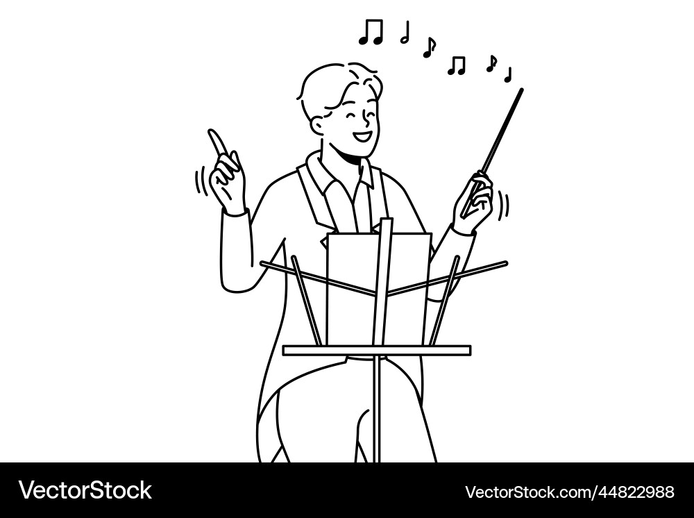 Smiling Male Conductor with Baton Royalty Free Vector Image