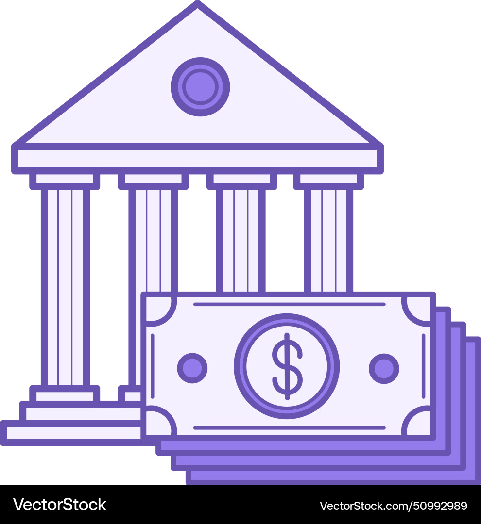 Bank building color icon Royalty Free Vector Image