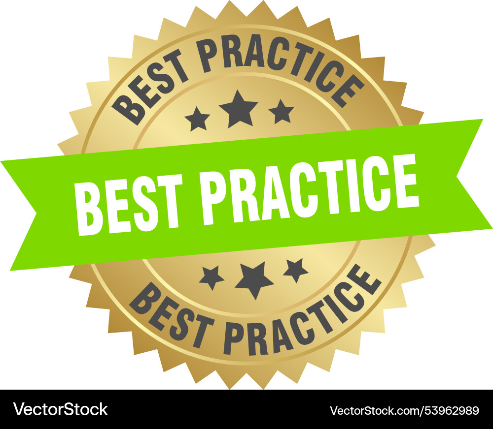 Best practice best practice round green and gold Vector Image