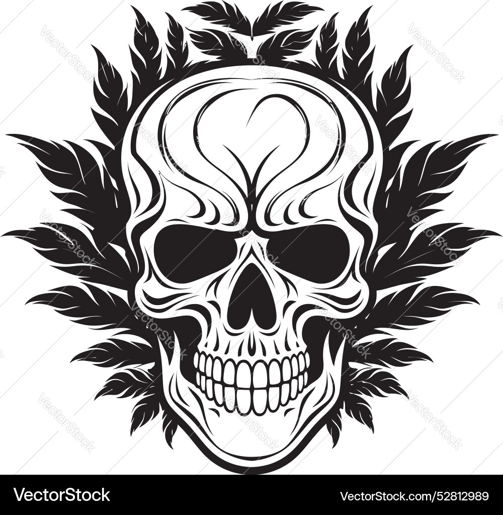 Cannabone logo skull with cannabis icon skullweed Vector Image