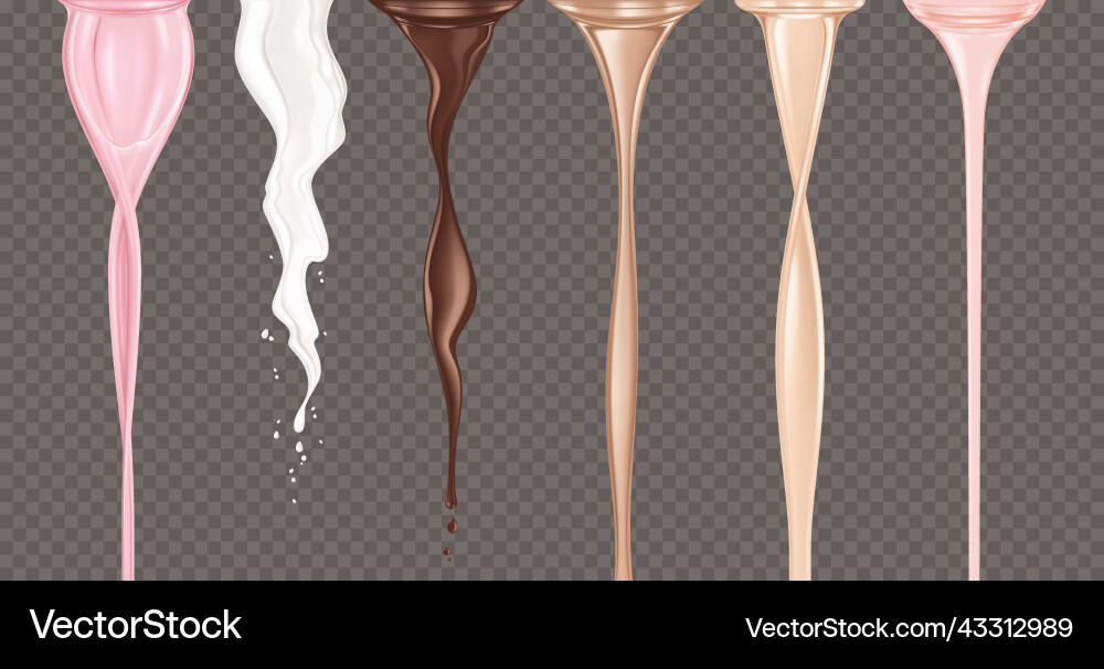 Color liquid flow realistic set Royalty Free Vector Image