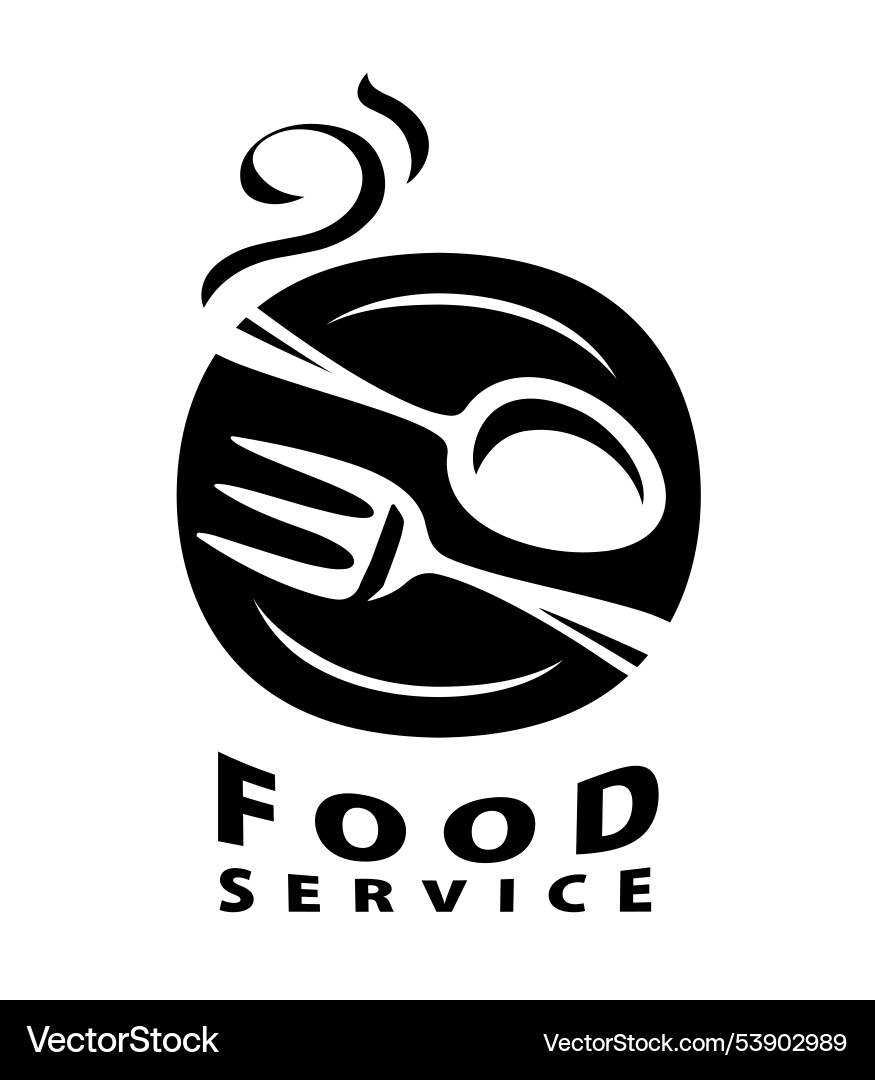 Food Service Plate with Fork & Spoon Vector Image