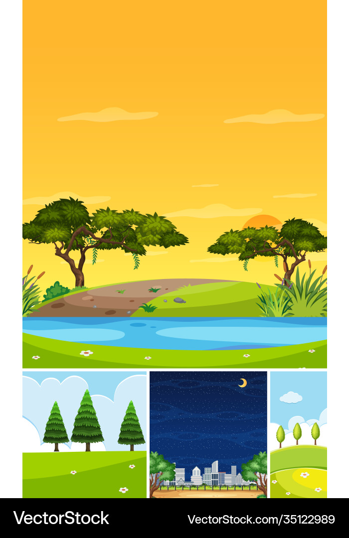 Four different scene nature place in vertical Vector Image