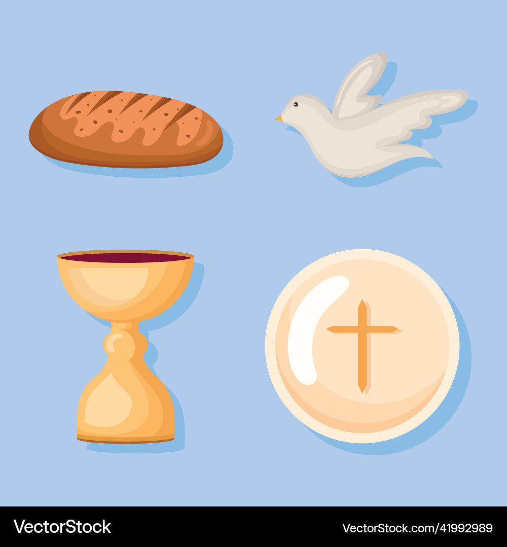 Four first communion icons Royalty Free Vector Image