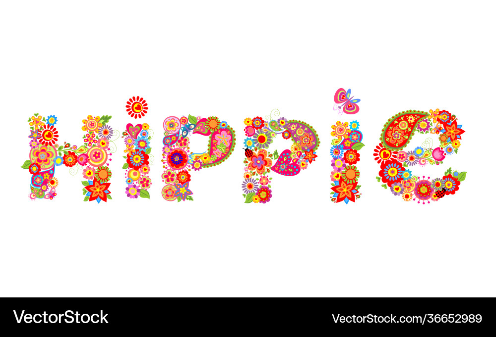 Hippie flowers letter Royalty Free Vector Image