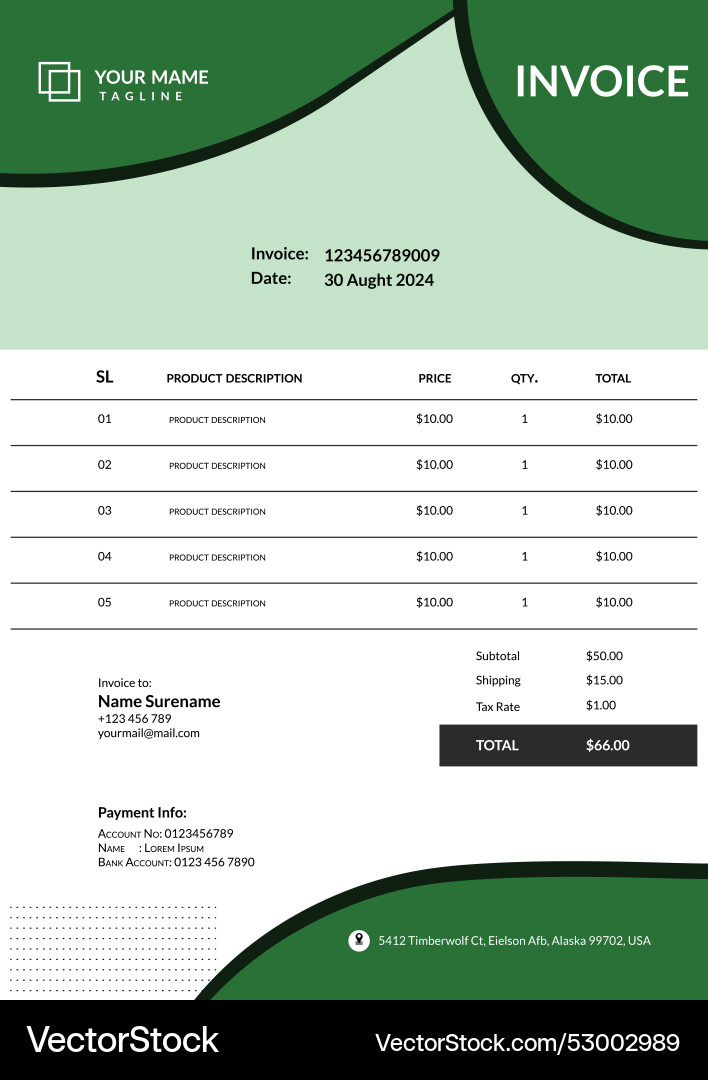 Invoice bill memo cash format Royalty Free Vector Image