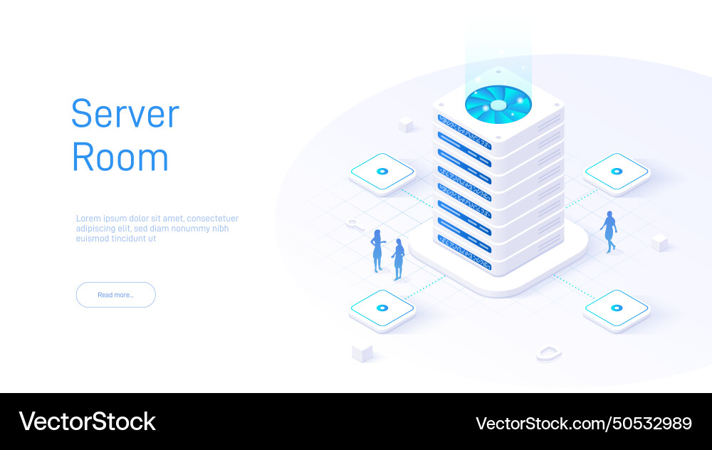 It is an isometric of a server room Royalty Free Vector