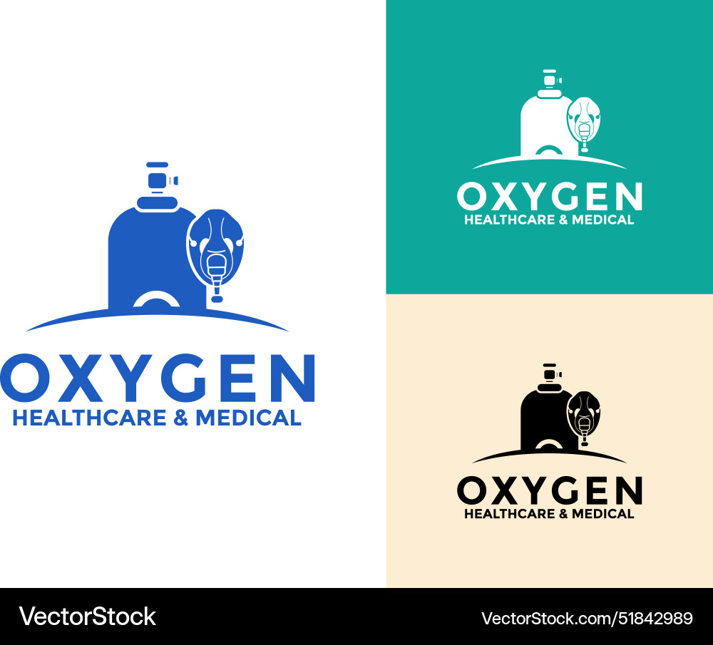Medical oxygen cylinder logo icon set Royalty Free Vector