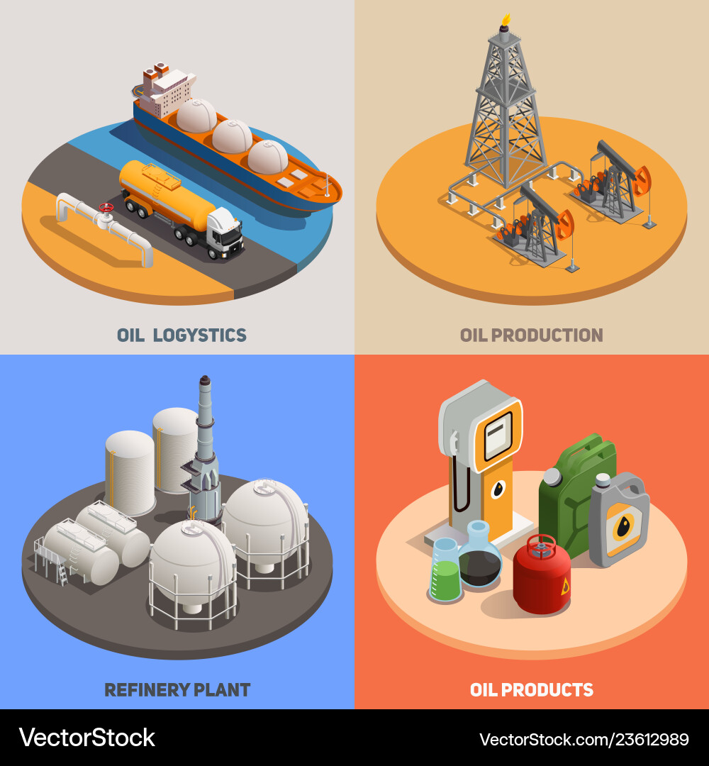 Oil industry isometric concept Royalty Free Vector Image