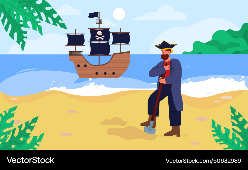 Pirate search treasures Royalty Free Vector Image
