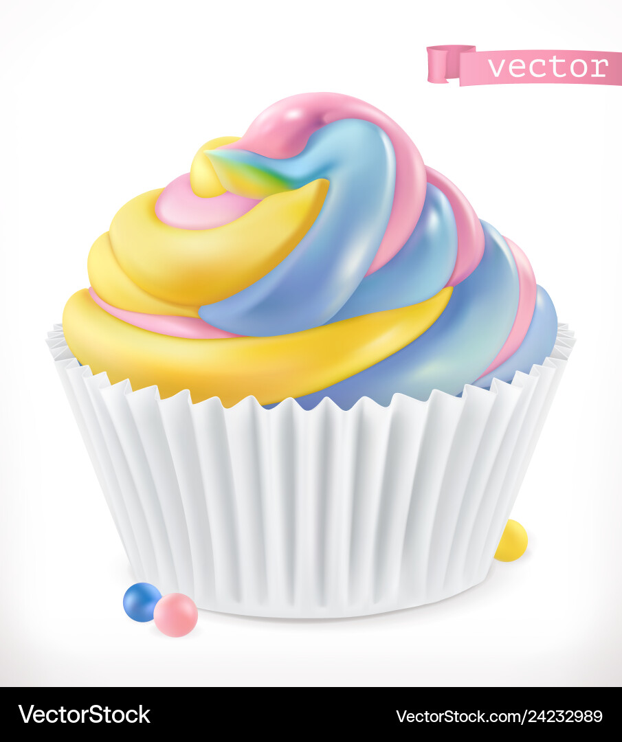 Realistic 3D Cupcake Icon Royalty Free Vector Image