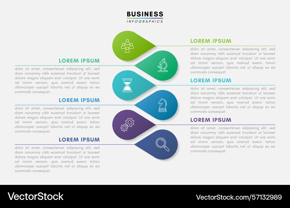 Six-step workflow infographic design template Vector Image