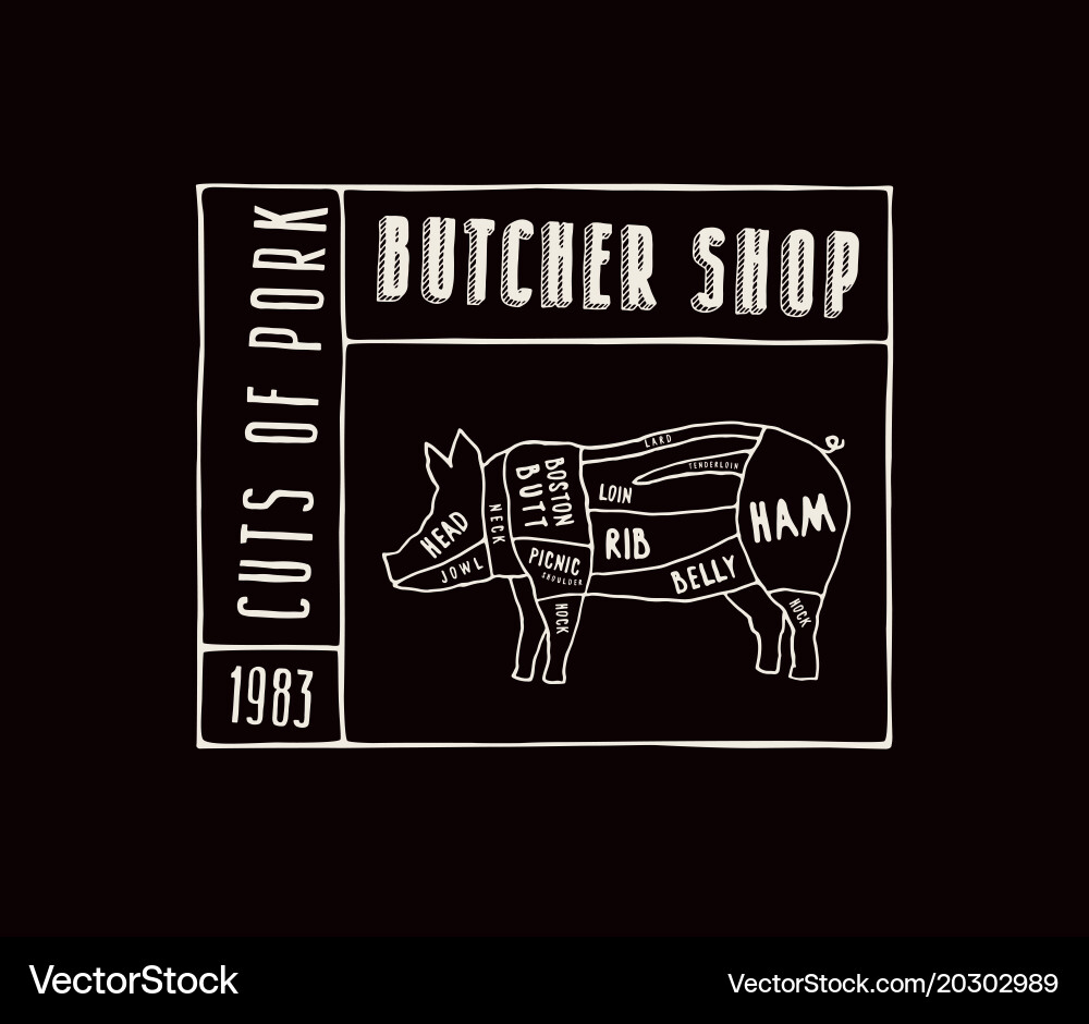 Stock pork cuts diagram Royalty Free Vector Image