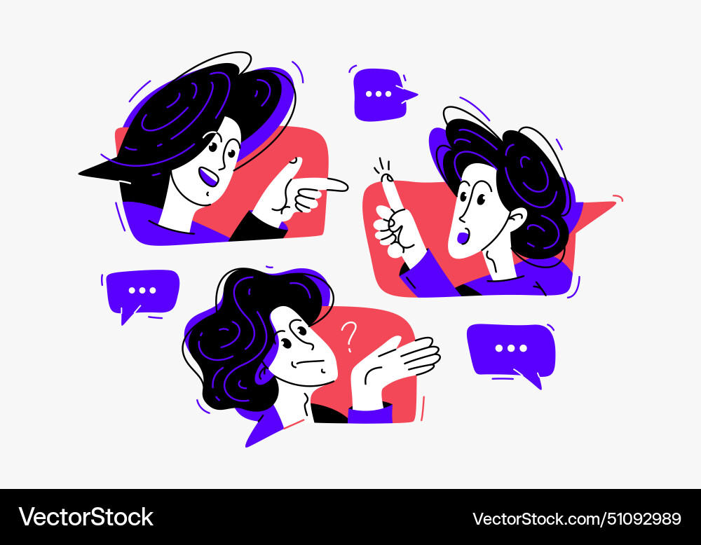 Team of young people having a discussion Vector Image